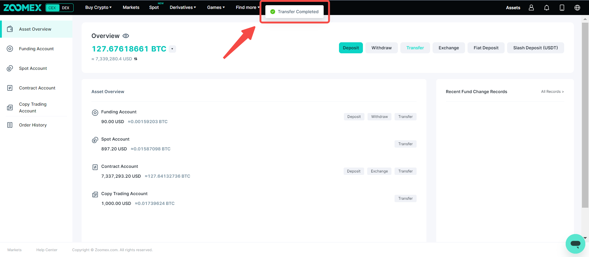How to transfer asset to another wallet – ZOOMEX